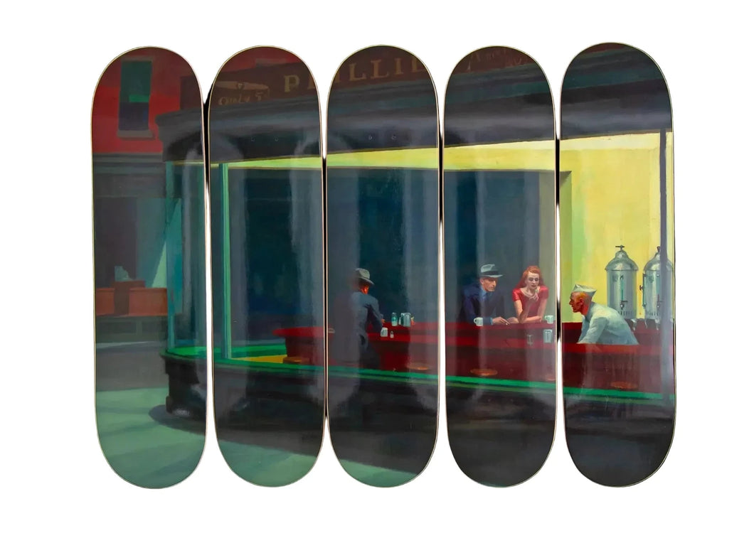 Nighthawks by Edward Hopper Skateboard Deck Triptych – Artware Editions